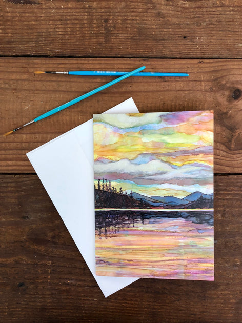 Lake Sunset : Greeting Card – MaryElizabethArts